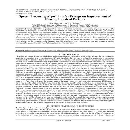 3. speech processing algorithms for perception improvement of hearing ...