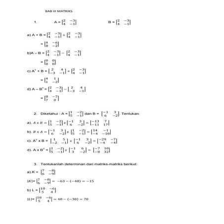 MTK BAB 3 MATRIKS | PDF | Science