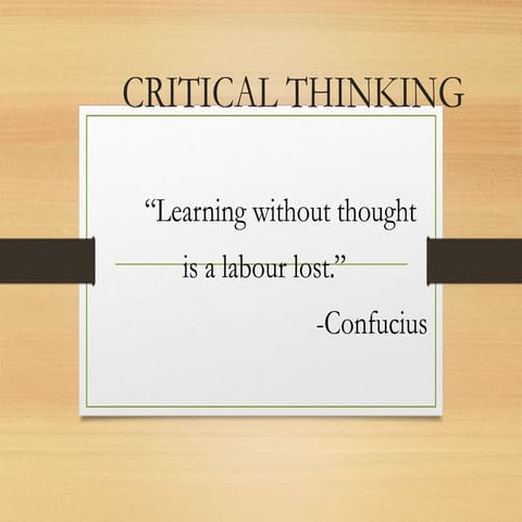 Introduction to Critical Thinking | PPT