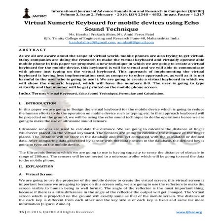 Virtual Numeric Keyboard for mobile devices using Echo Sound Technique | PDF | Computer ...