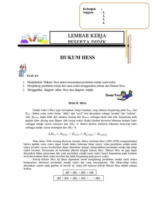Termokimia hukum hess dan energi ikatan | PPT