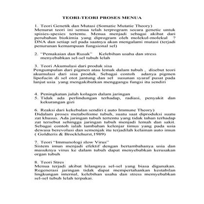 Teori-teori Proses Menua | DOC