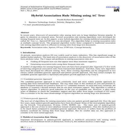 3.[18 22]hybrid association rule mining using ac tree | PDF | Databases | Computer Software and ...