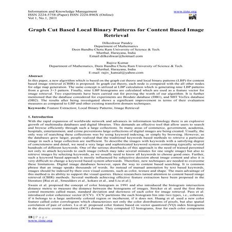 3 18 30 Graph Cut Based Local Binary Patterns For Content Based Image Retrieval Pdf