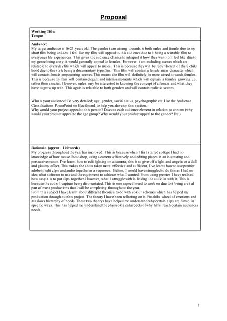 Short film proposal | DOCX