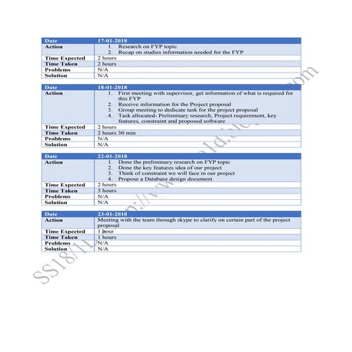 CC - Project Work Diary | PDF