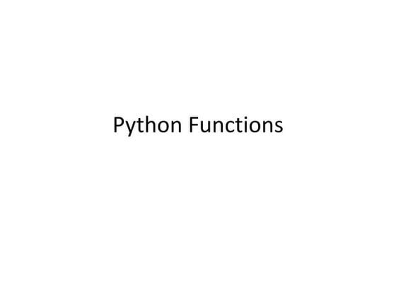Functions In Python Slide Share Ppt