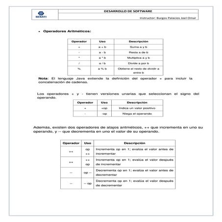 3. java poo operadores logicos - Lenguaje de Programación JAVA - POO 2018 | PDF