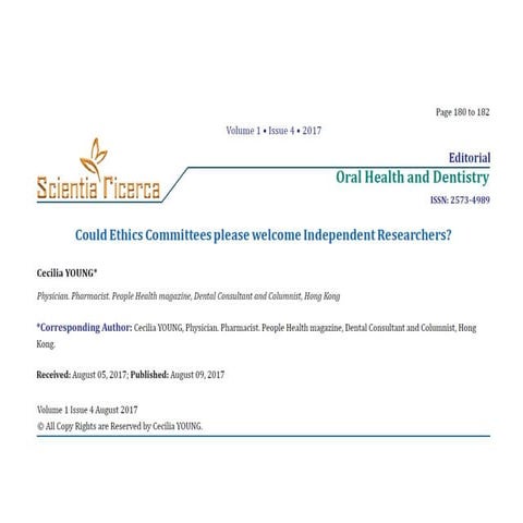 Could ethics committees please welcome independent researchers | PPT