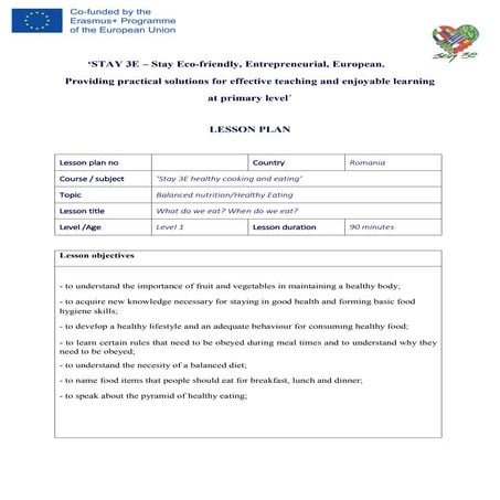 3.Lesson plan-balanced nutrition L1 | PDF