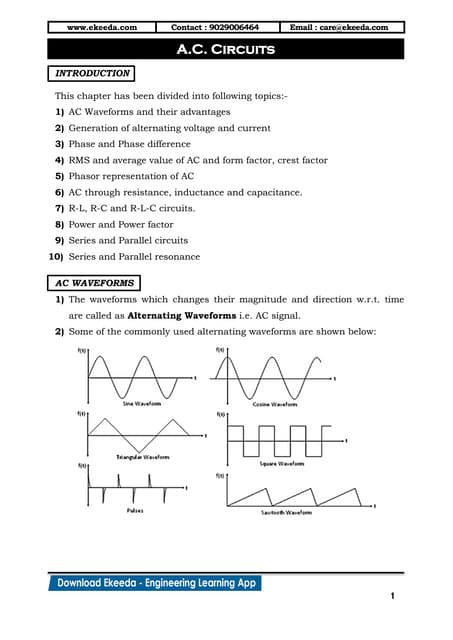 Basic Electrical Engineering- AC Circuit | PDF | Physics | Science