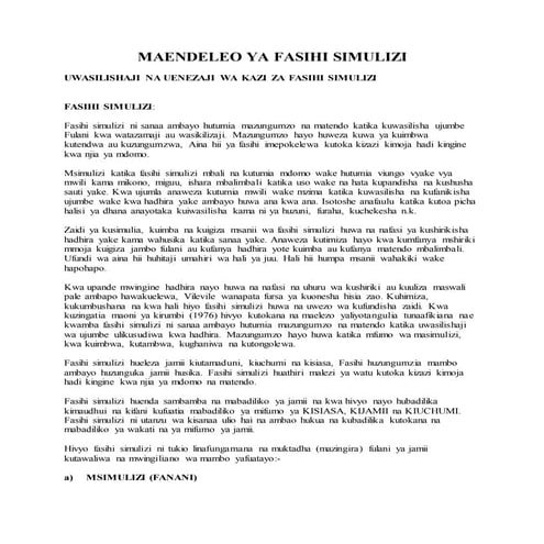 MAENDELEO YA FASIHI SIMULIZI | DOCX