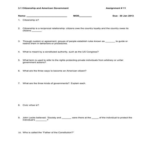 3.1 Citizenship and American Government | DOC