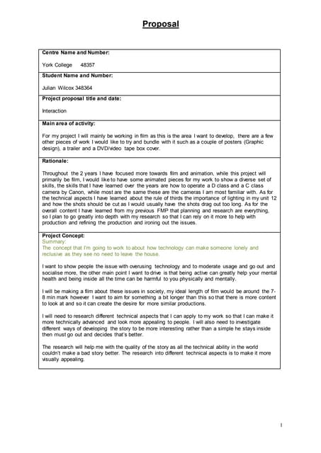 Project proposal form | DOC | Documentary | Genres