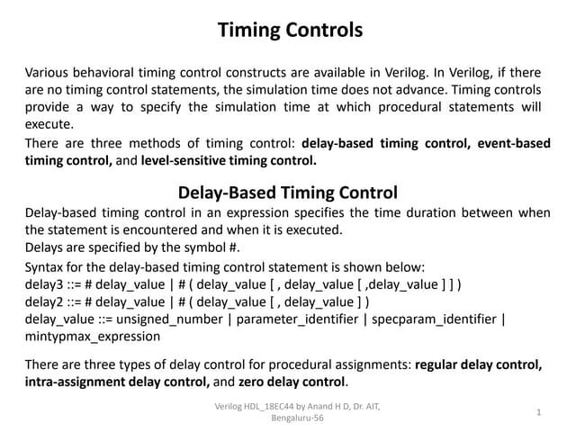Concepts Of Behavioral Modelling In Verilog Hdl Ppt 7454