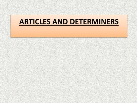 Definite and indefinite articles | PPT