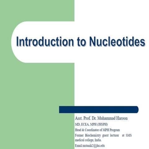 Introduction to nucleotides (Biochemistry) | PDF