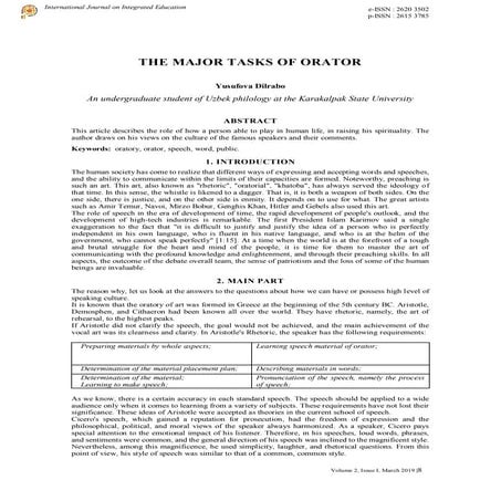 THE MAJOR TASKS OF ORATOR | PDF