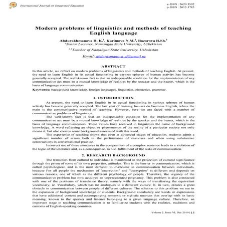 Modern problems of linguistics and methods of teaching English language ...