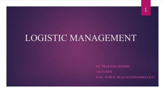 Logistics Management Information System [LMIS] | PPT