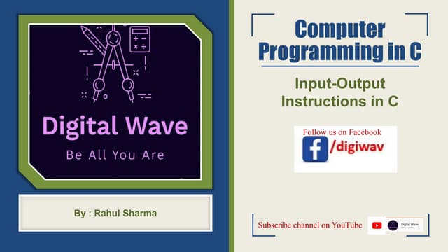 3 Input Output Instruction In C Programming By Digital Wave Pdf