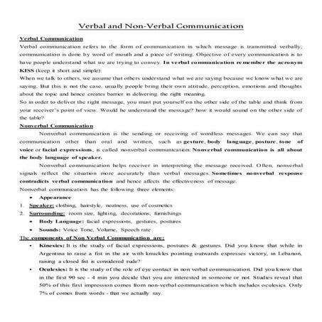 Verbal and non verbal communication | DOCX