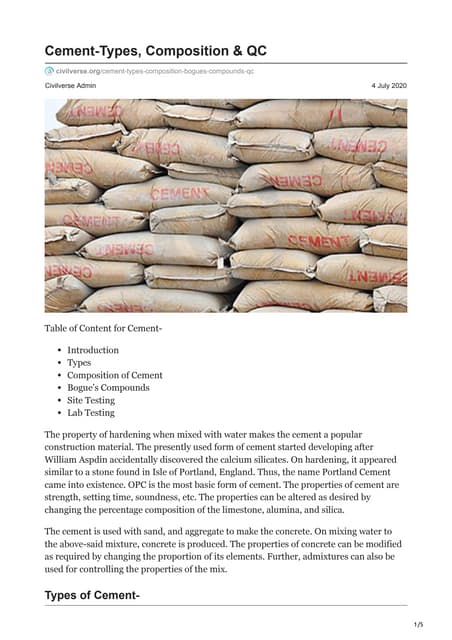 1. cement ppt | PPT