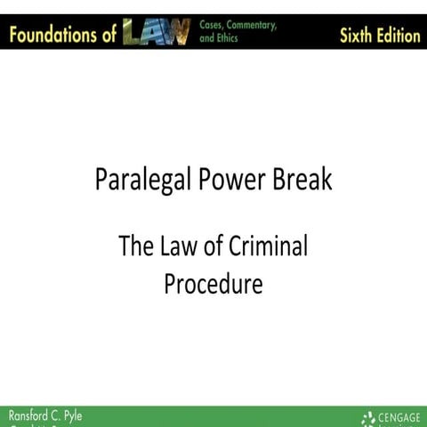 Paralegal Power Break: The law of criminal procedure | PPTX | Crime
