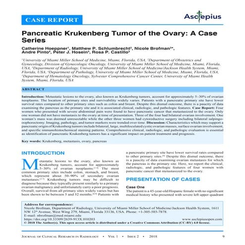 Pancreatic Krukenberg Tumor of the Ovary: A Case Series | PDF