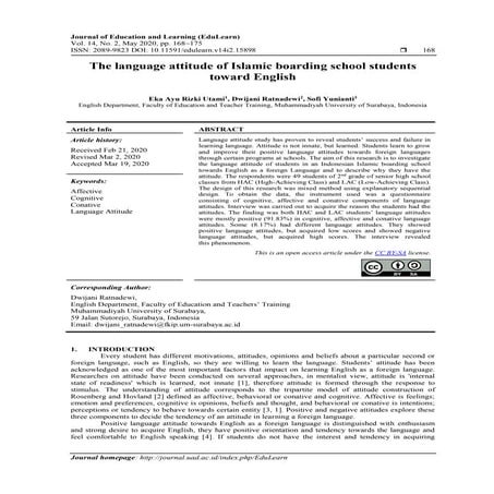 English Education Student's Attitude and Motivation toward English | PDF