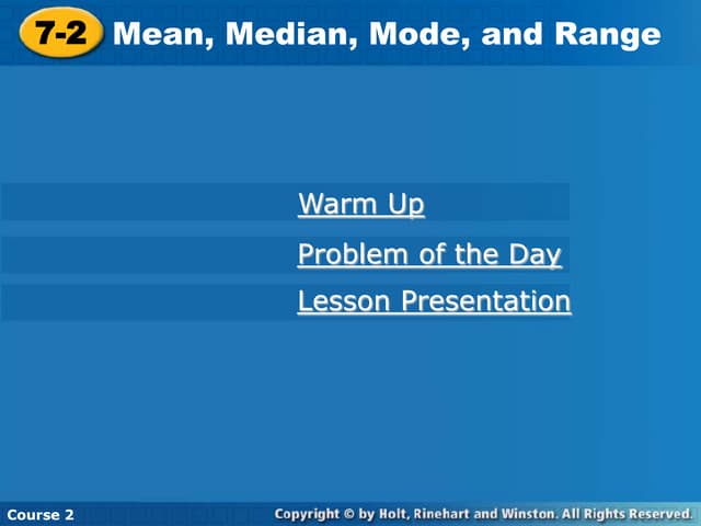 Mean, median, mode, & range ppt | PPTX