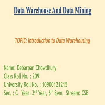 Data Warehouse And Data Mining | PPTX