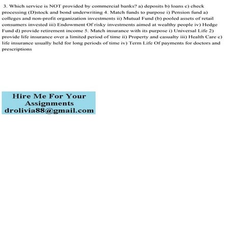 3. Which service is NOT provided by commercial banks a) deposits b) .pdf