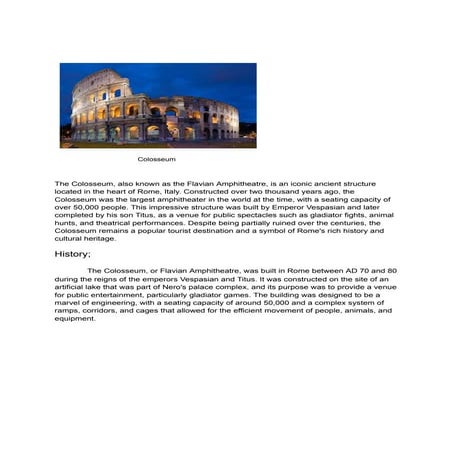Colosseum of Rome history and facts. | PDF