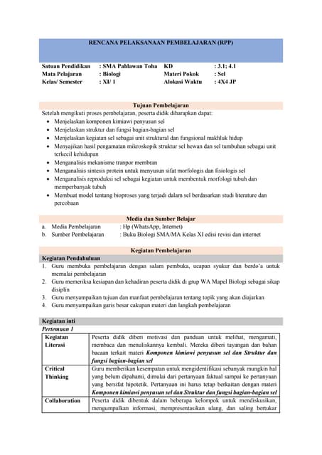 Modul Ajar Biologi SMA Kelas 11 Kurikulum Merdeka | DOCX