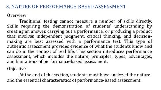 The Nature of Performance-Based Assessment (Assessment of Learning 2 ...