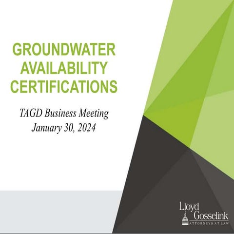 Panel Discussion on Groundwater Availability Certifications - Madison ...