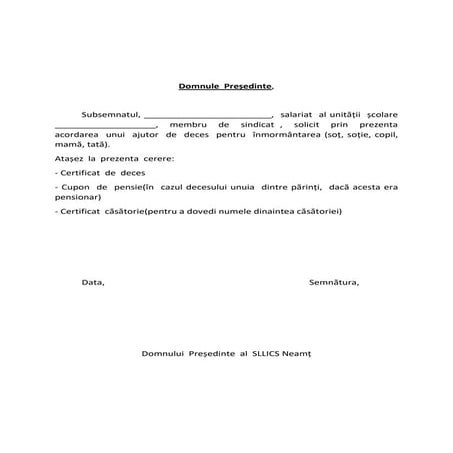 model-cerere-ajutor-deces.doc este pentru sindicat | DOC