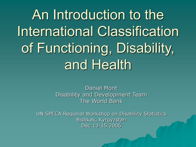 International classification of functioning, disability and health. | PPTX