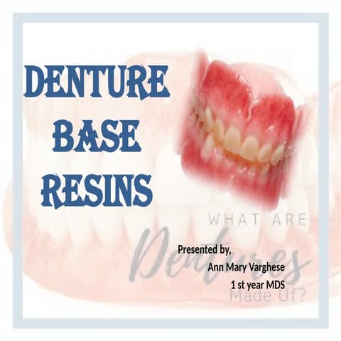 Denture base resins- Dental materials prosthodontics | PPTX