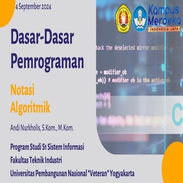 Dasar-Dasar Pemrograman - 3 Notasi Algoritmik | PDF