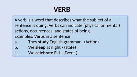 Presentation On Verbs | PPTX