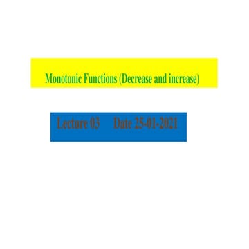 Monotonic Funtions (Decrease and Increase) | PPT
