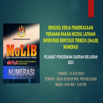 BENGKEL KERJA PEMERKASAAN PERANAN RAKAN MODUL MoLIB | PPTX