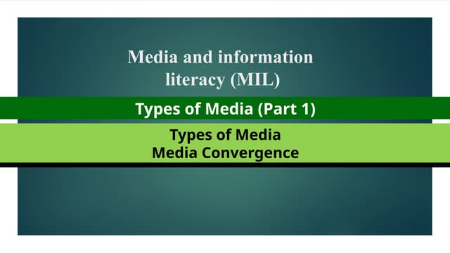 Media and Information Literacy (MIL) - 6. Media and Information ...