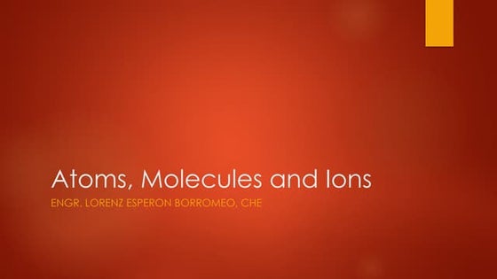 Grade 8 Chemistry Structure of Matter : Atoms, Molecules and Ions ...