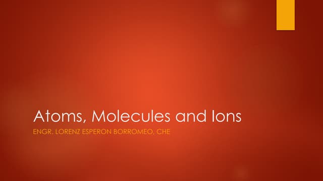 Grade 8 Chemistry Structure of Matter : Atoms, Molecules and Ions | PPTX