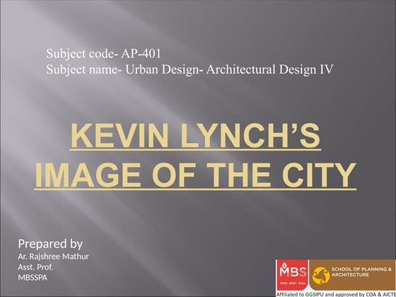 kevin lynch theory five elements - urban design | PPTX