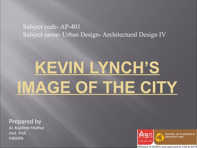 kevin lynch theory five elements - urban design | PPTX