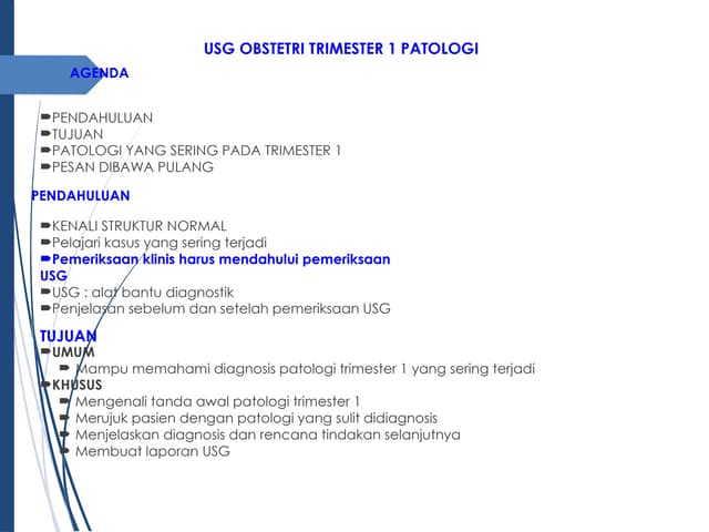 Basic USG Trimester Satu dan Abnormalitas | PPTX